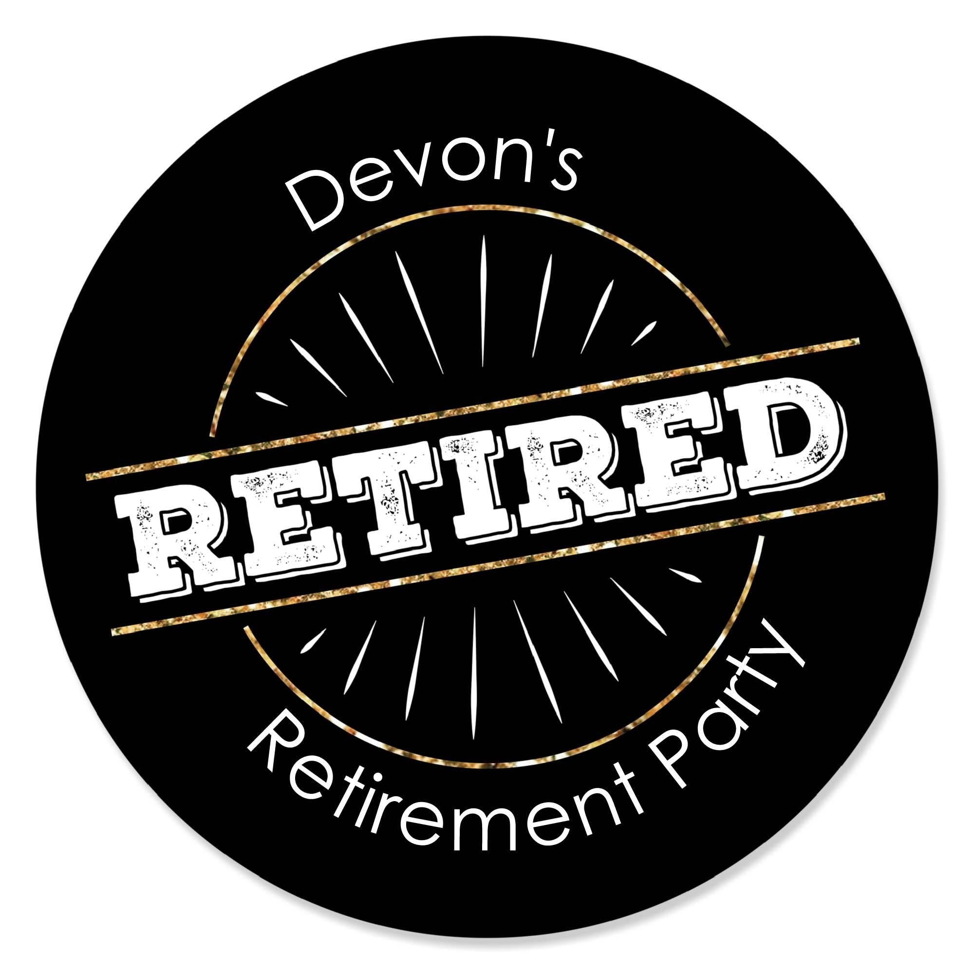 Happy Retirement - Round Personalized Retirement Party Sticker Labels ...