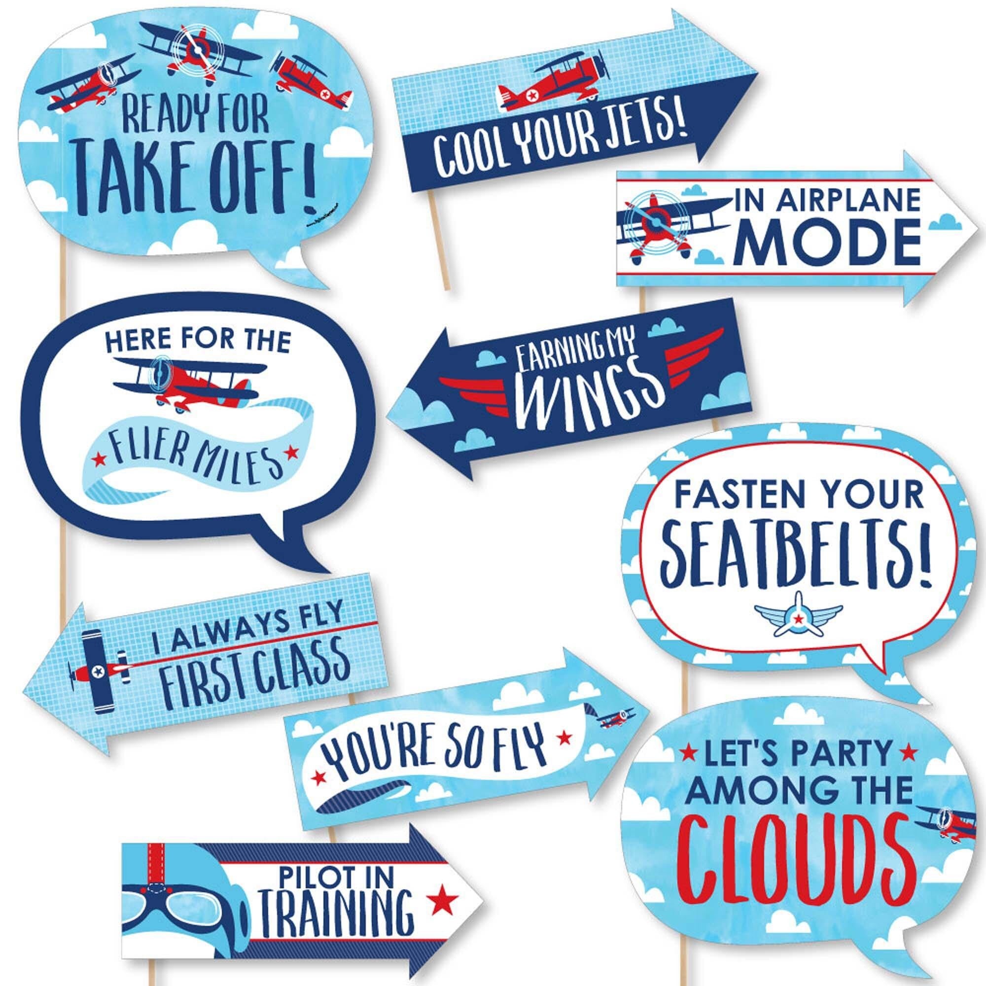 Funny Taking Flight - Airplane - 10 Piece Vintage Plane Baby Shower or ...