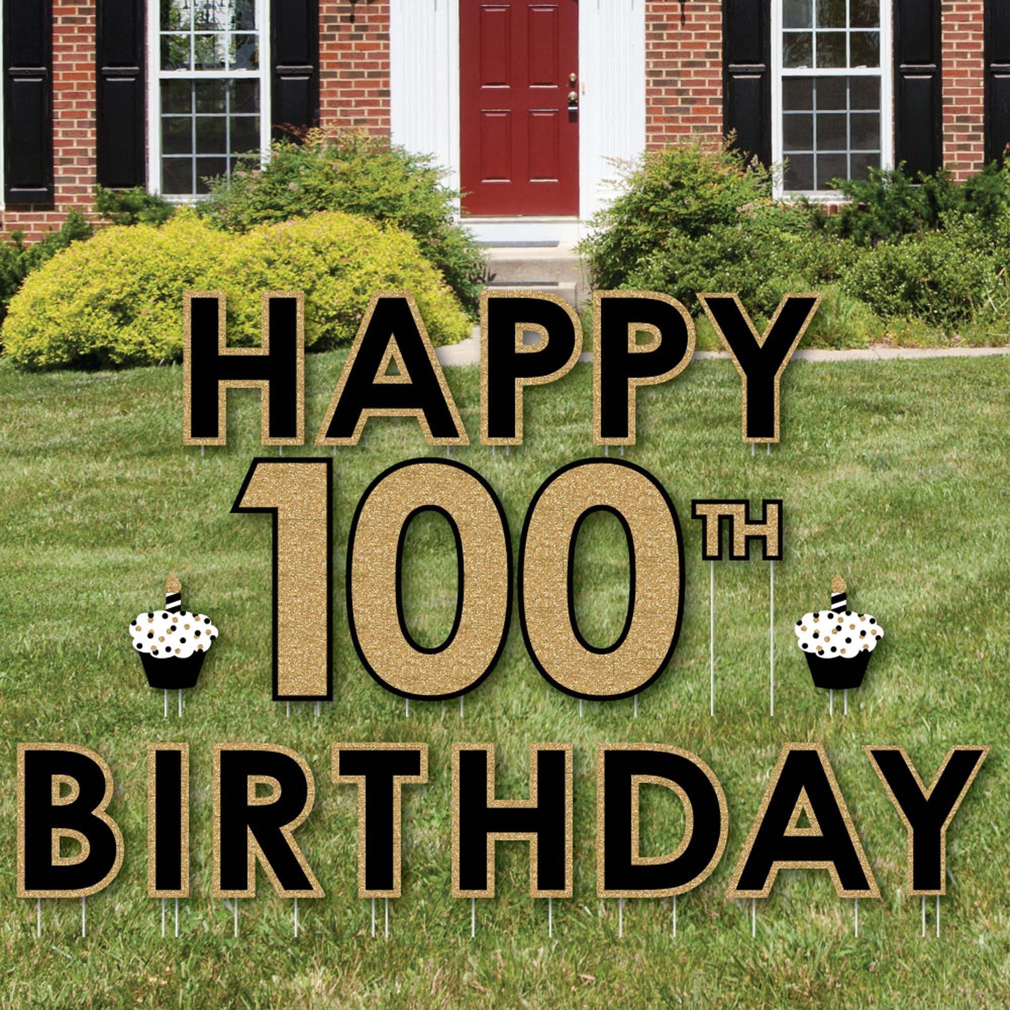 Adult 100th Birthday - Gold - Yard Sign Outdoor Lawn Decorations ...