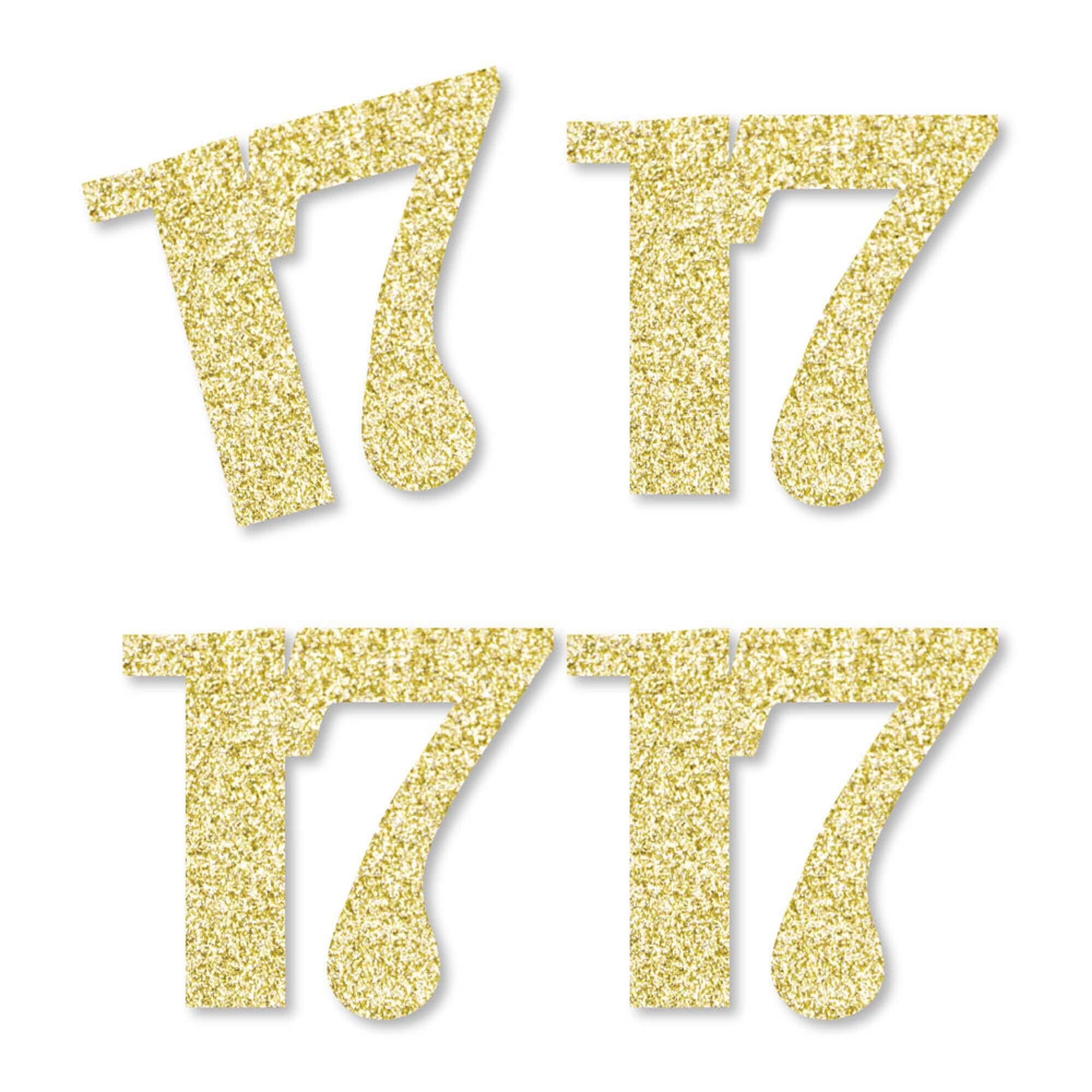 Gold Glitter 17 - No-Mess Real Gold Glitter Cut-Out Numbers - 17th ...