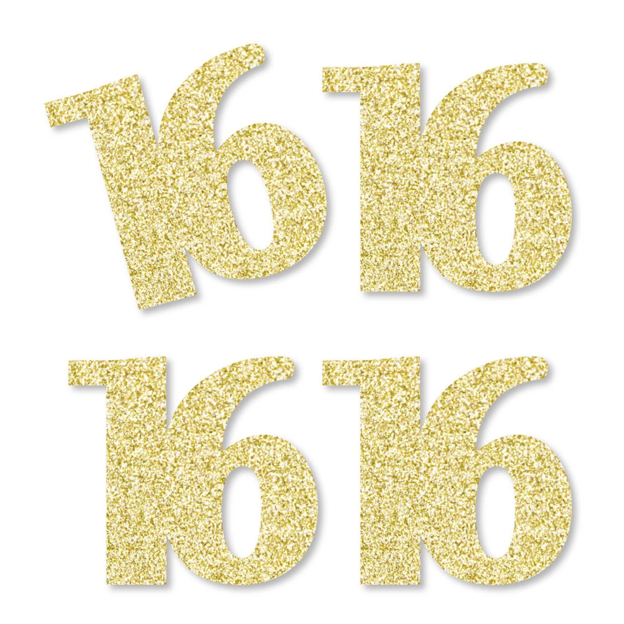 Gold Glitter 16 - No-Mess Real Gold Glitter Cut-Out Numbers - 16th ...
