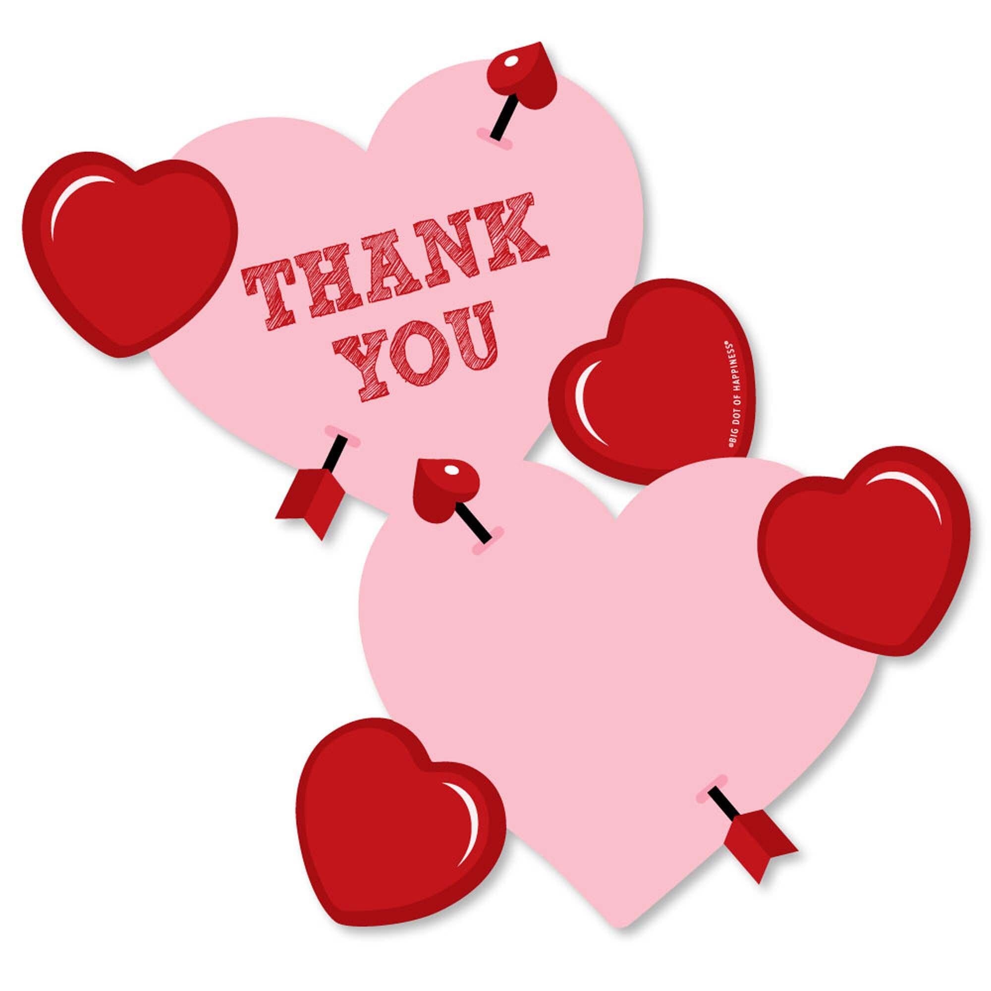 Conversation Hearts - Shaped Thank You Cards - Valentine's Day Party ...