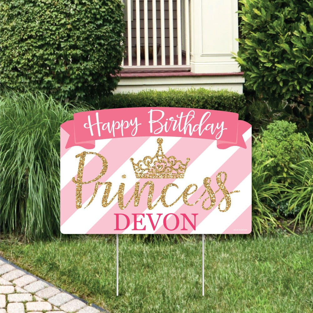 Little Princess Crown - Pink and Gold Princess Birthday Party Yard Sign ...