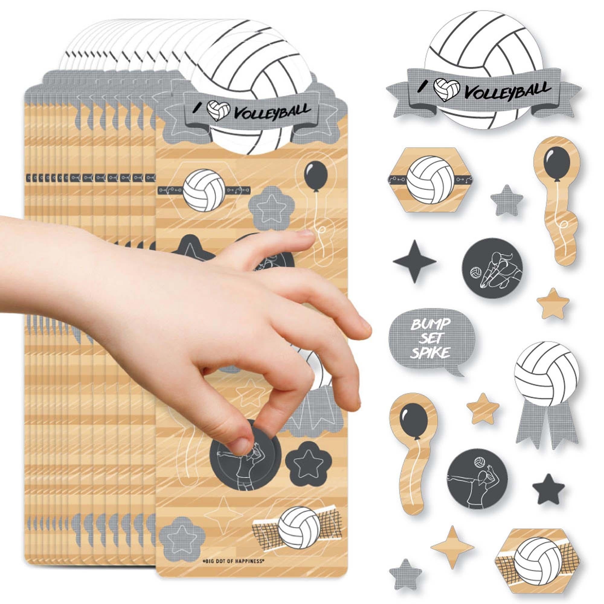Bump, Set, Spike - Volleyball - Birthday Party Favor Kids Stickers - 16 ...