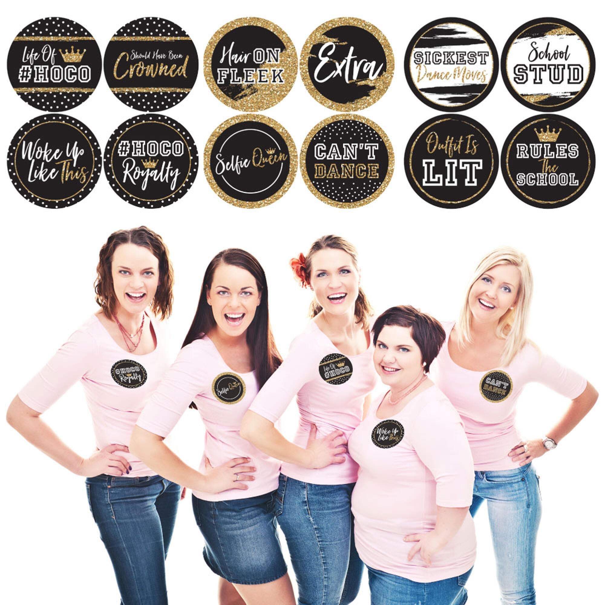HOCO Dance - Homecoming Funny Name Tags - Party Badges Sticker Set of ...