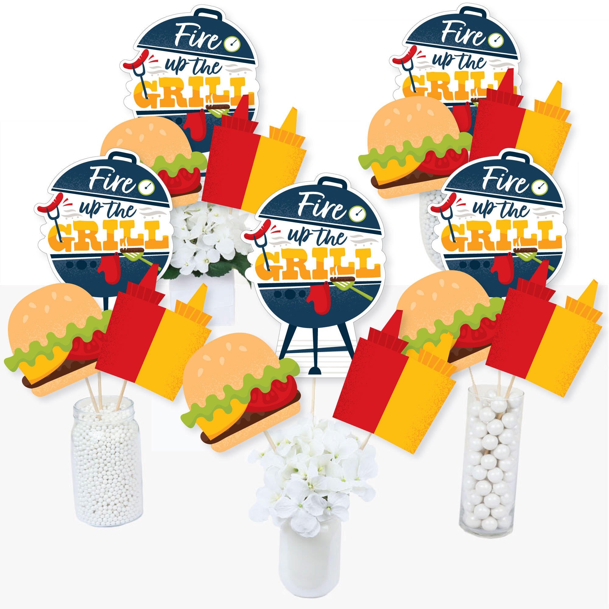 Fire Up the Grill - Summer BBQ Picnic Party Centerpiece Sticks - Table ...