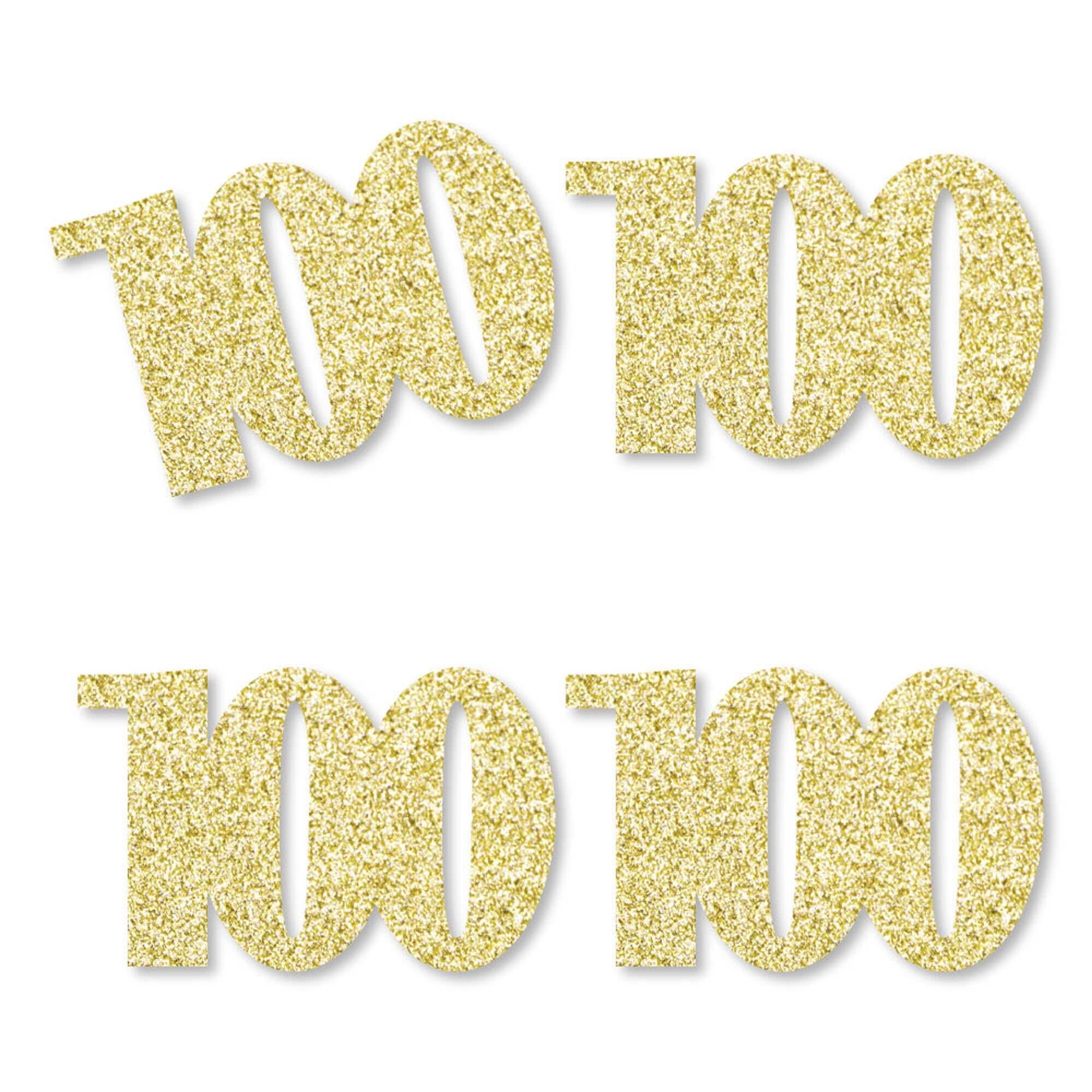 Gold Glitter 100 - No-Mess Real Gold Glitter Cut-Out Numbers - 100th ...