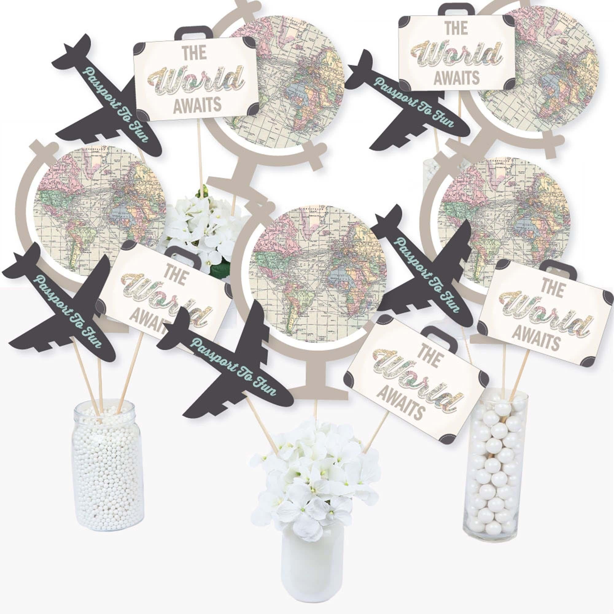 World Awaits - Travel Themed Party Centerpiece Sticks - Table Toppers ...