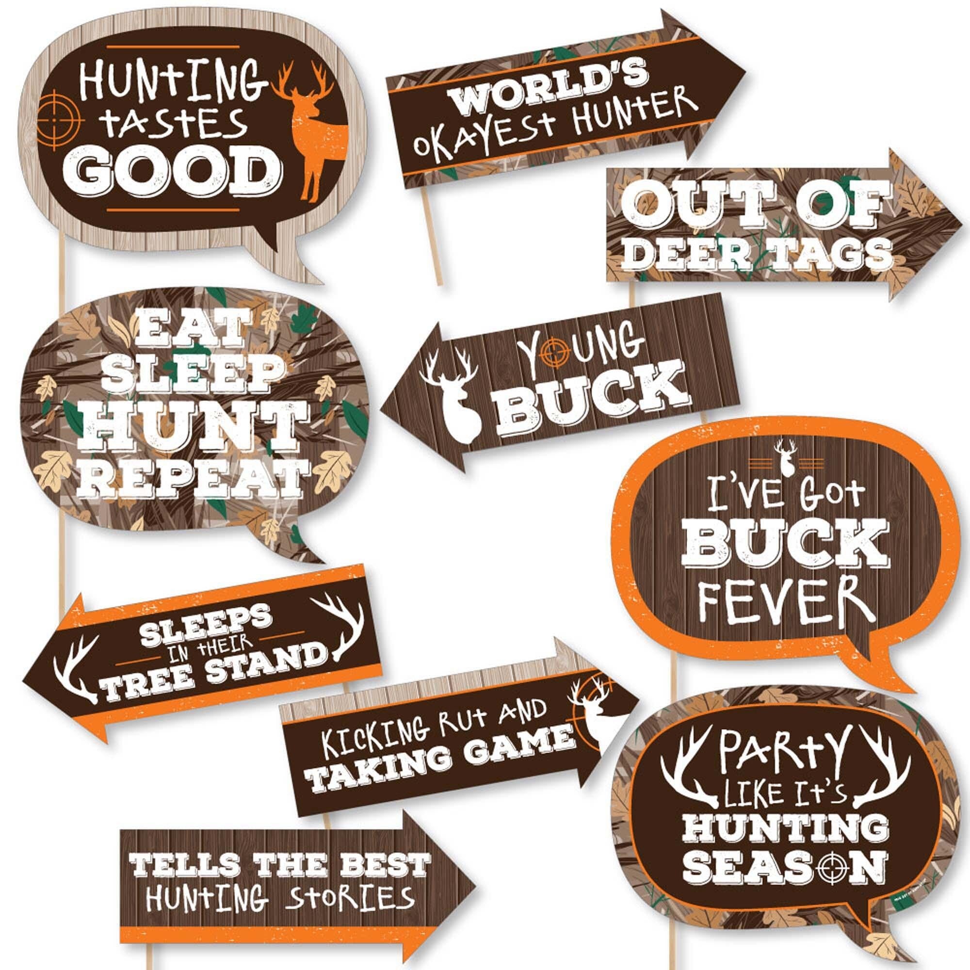 Funny Gone Hunting - 10 Piece Deer Hunting Camo Party Photo Booth Props ...
