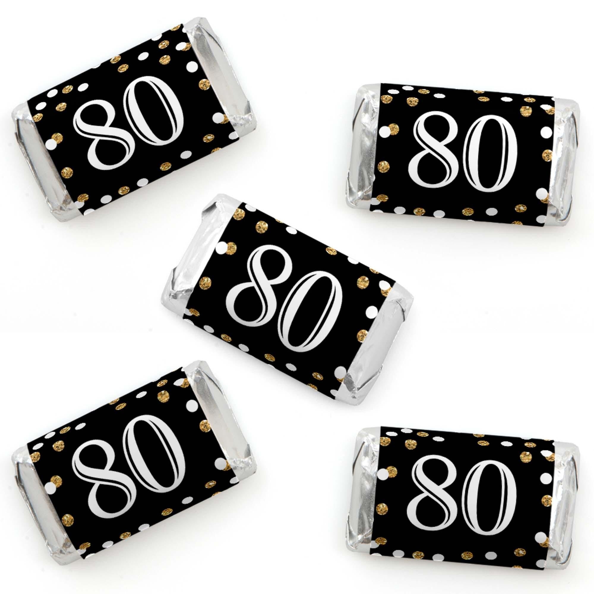 Adult 80th Birthday - Gold - Mini Candy Bar Wrapper Stickers - Birthday ...
