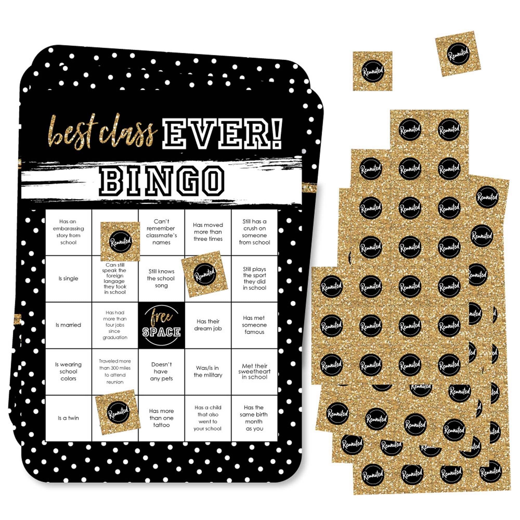 Reunited - Classmate Bingo Cards and Markers - School Class Reunion ...