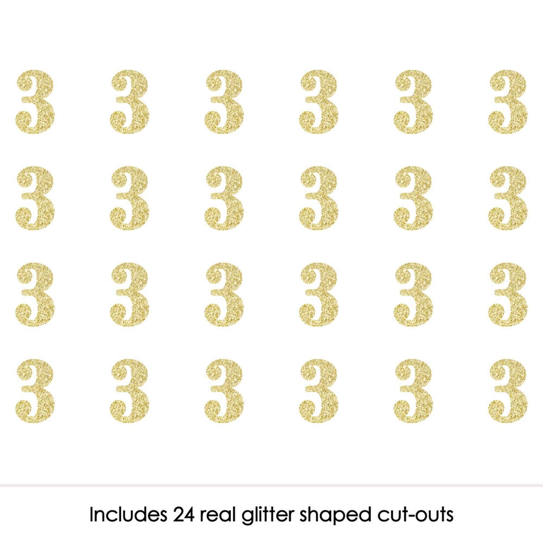 Gold Glitter 3 - No-Mess Real Gold Glitter Cut-Out Numbers - 3rd ...