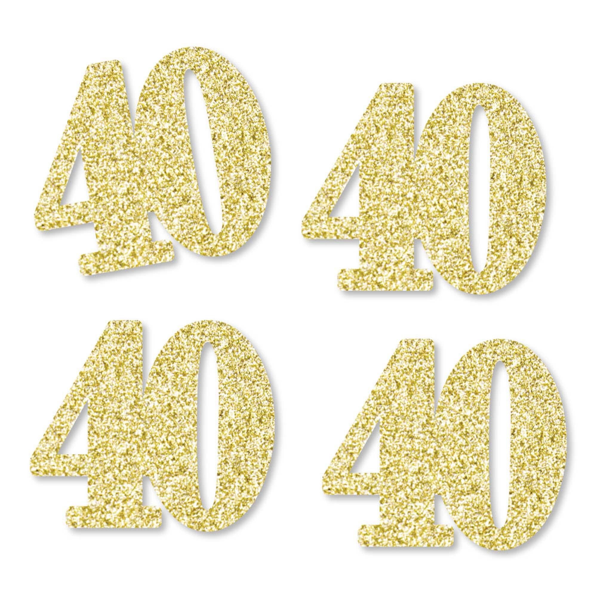 Gold Glitter 40 - No-Mess Real Gold Glitter Cut-Out Numbers - Birthday ...