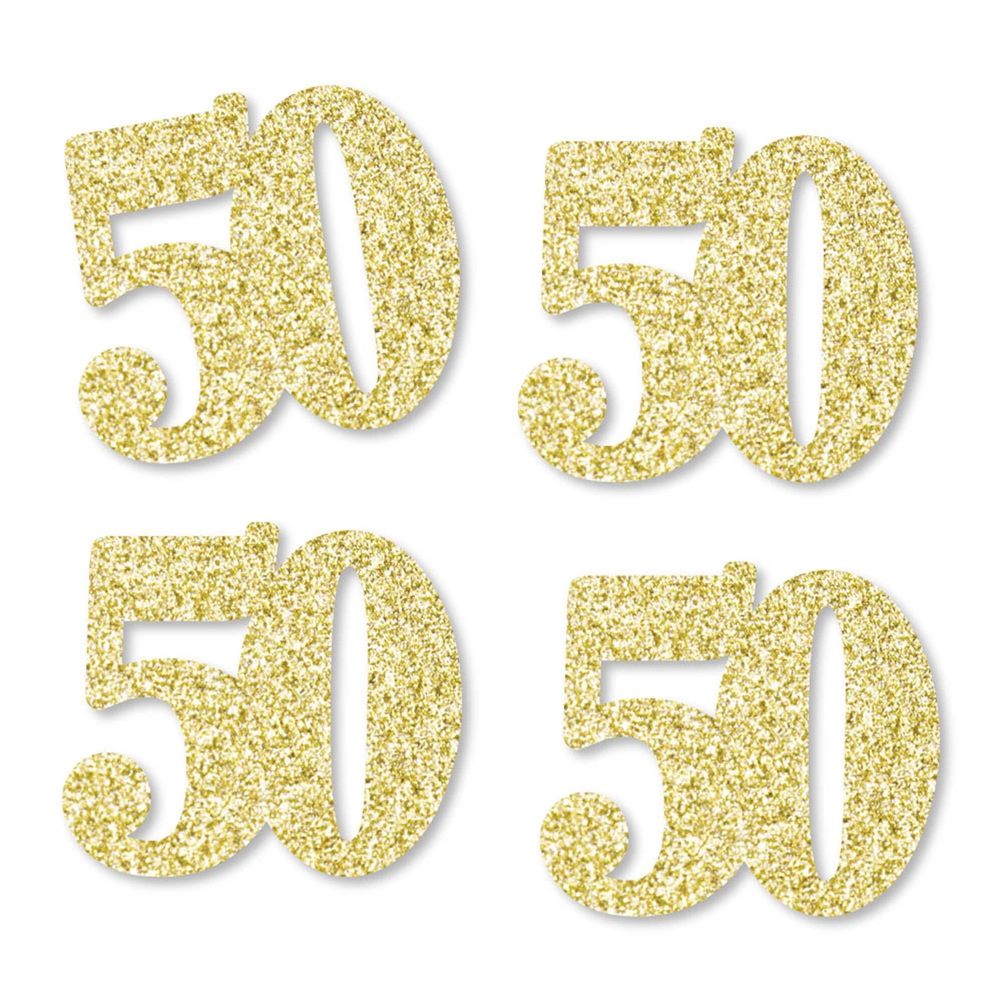 Gold Glitter 50 - No-Mess Real Gold Glitter Cut-Out Numbers - Birthday ...