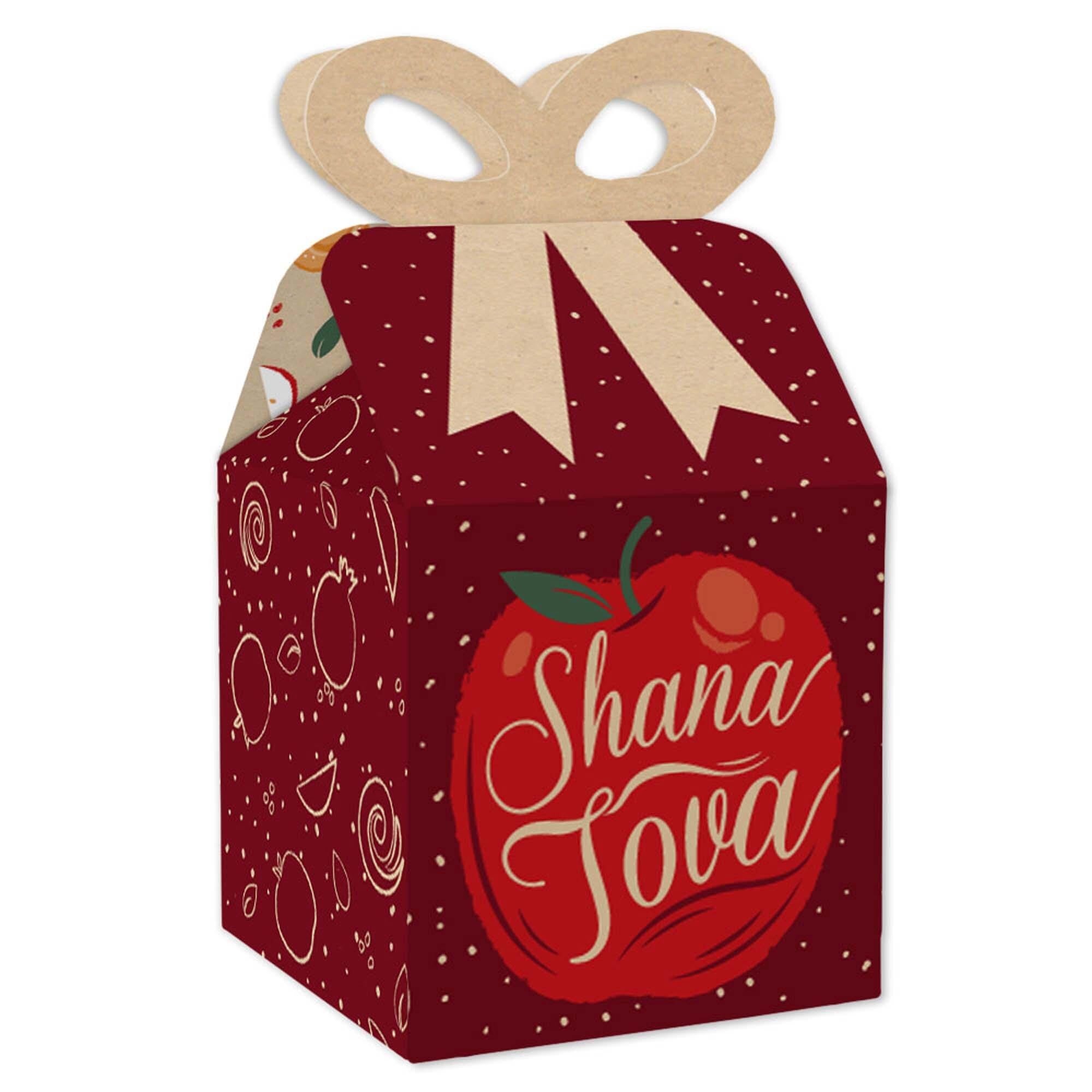 Rosh Hashanah - Square Favor Gift Boxes - Jewish New Year Bow Boxes ...