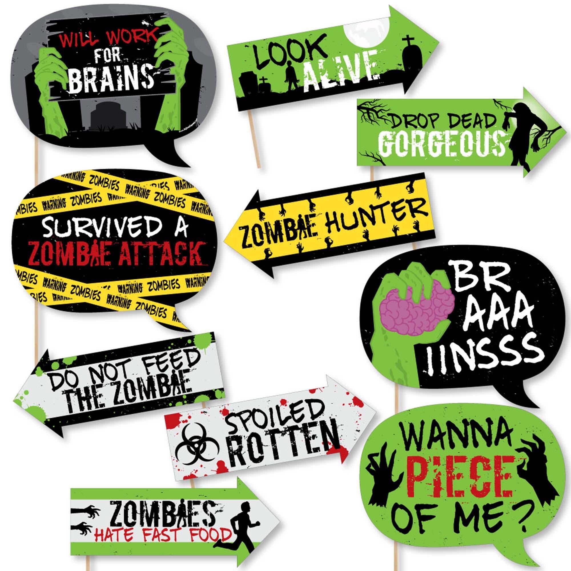 Funny Zombie Zone - Halloween or Birthday Zombie Crawl Party 10 Piece ...