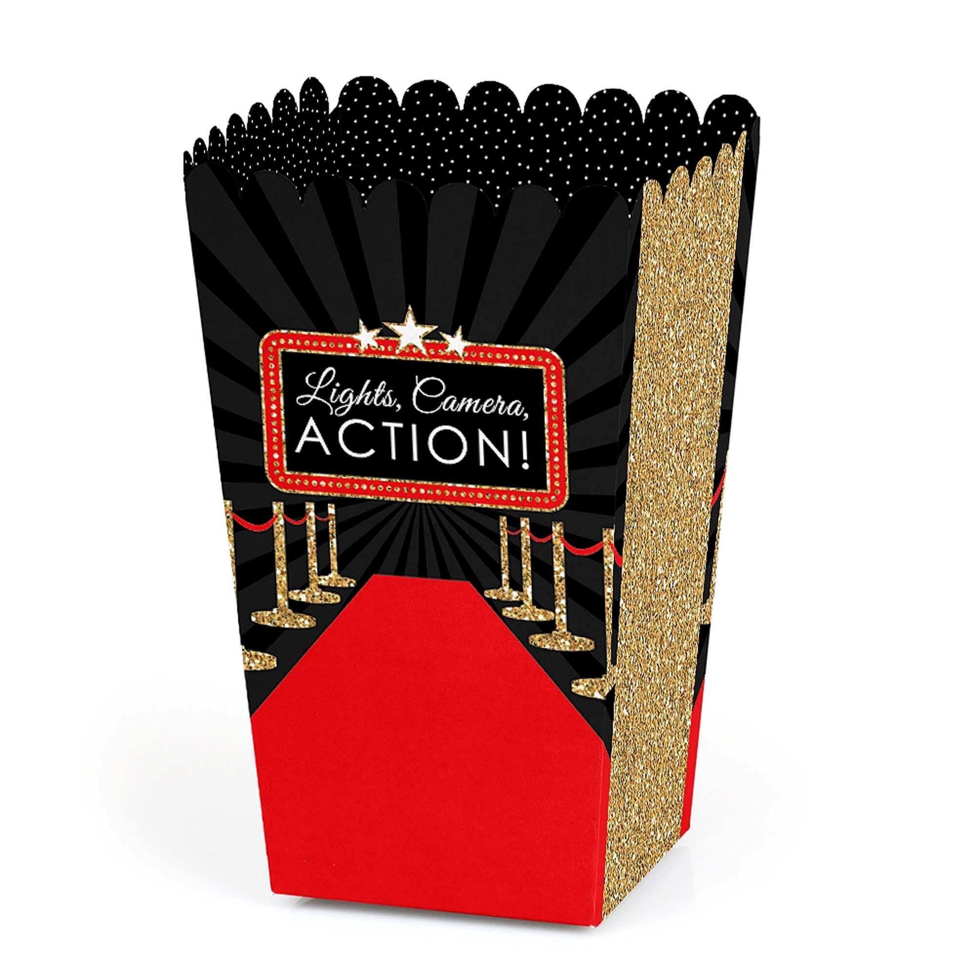 Red Carpet Hollywood - Movie Night Party Popcorn Favor Treat Boxes ...