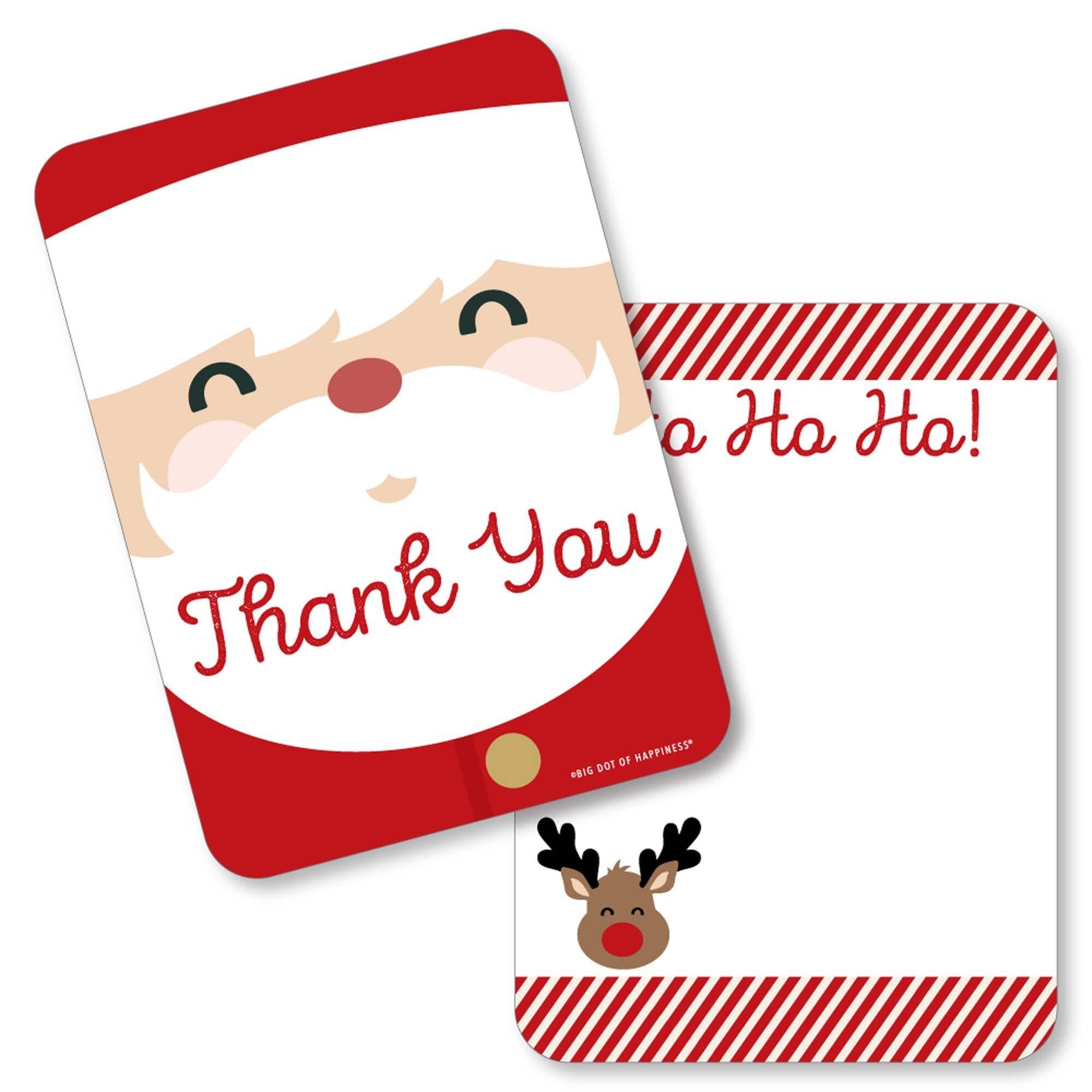 Jolly Santa Claus - Shaped Thank You Cards - Christmas Party Thank You ...
