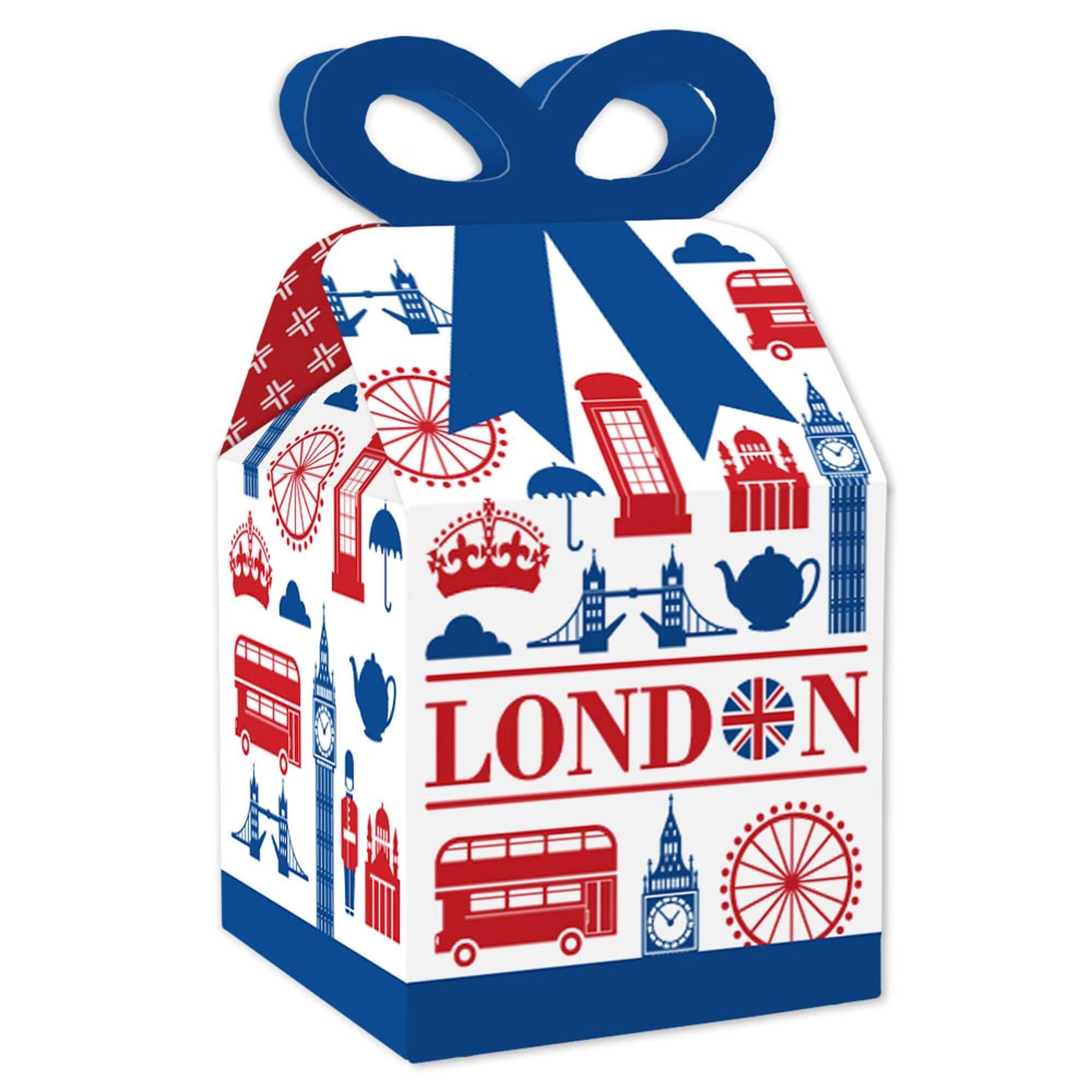 Cheerio, London - Square Favor Gift Boxes - British UK Party Bow Boxes ...
