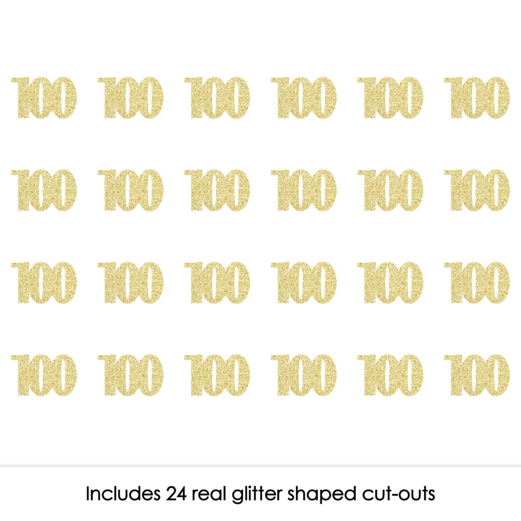 Gold Glitter 100 - No-Mess Real Gold Glitter Cut-Out Numbers - 100th ...