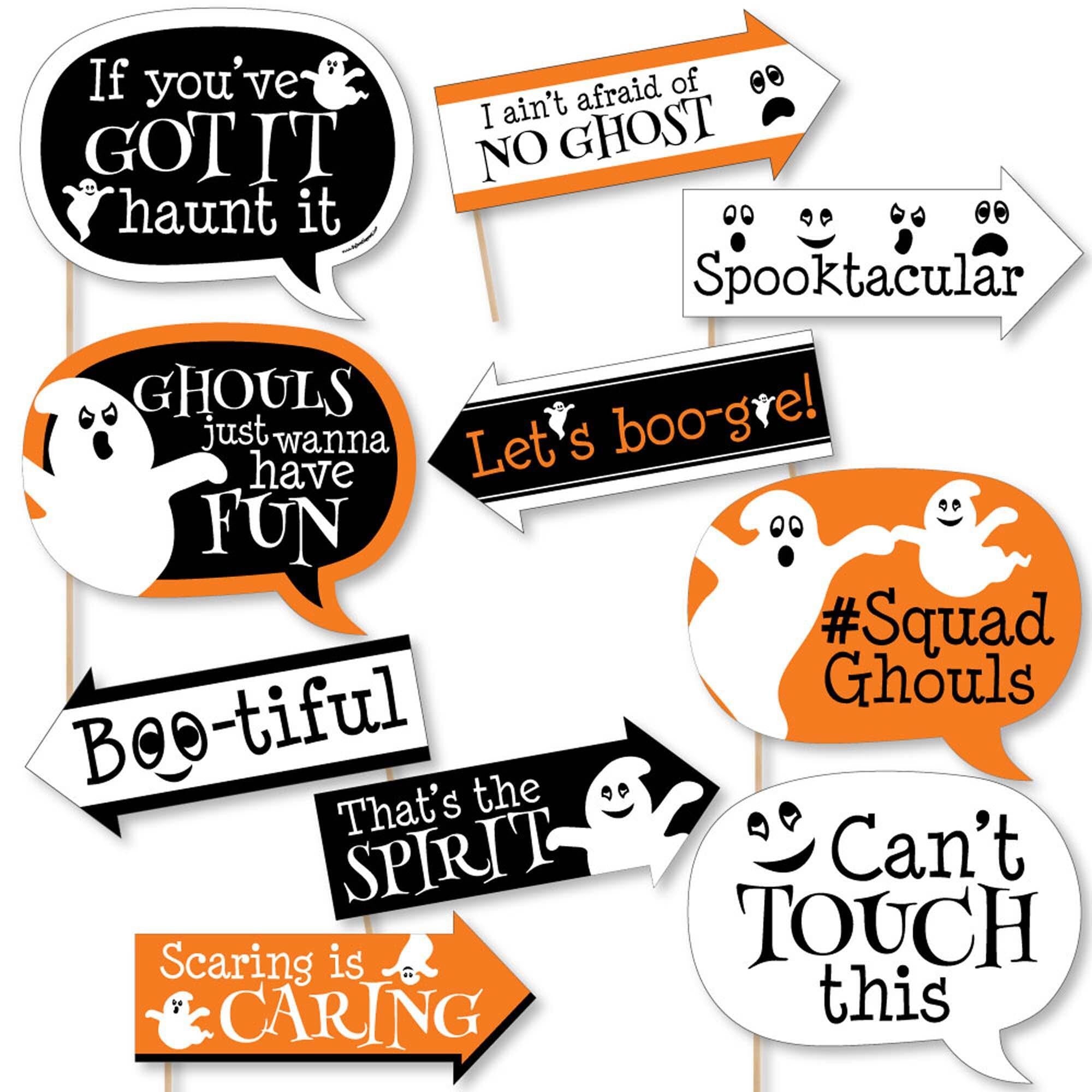 Funny Spooky Ghost - Halloween Party 10 Piece Photo Booth Props Kit ...